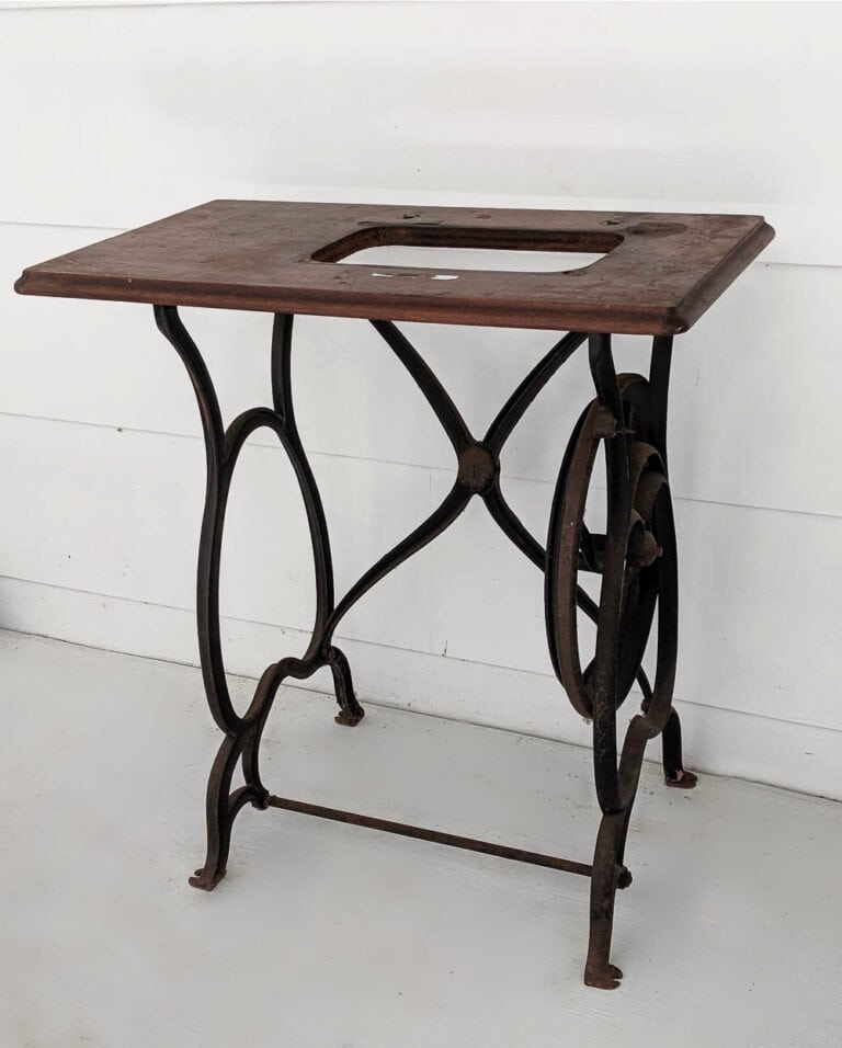 How to Repurpose a Vintage Sewing Machine Table as a Desk - Lovely Etc.