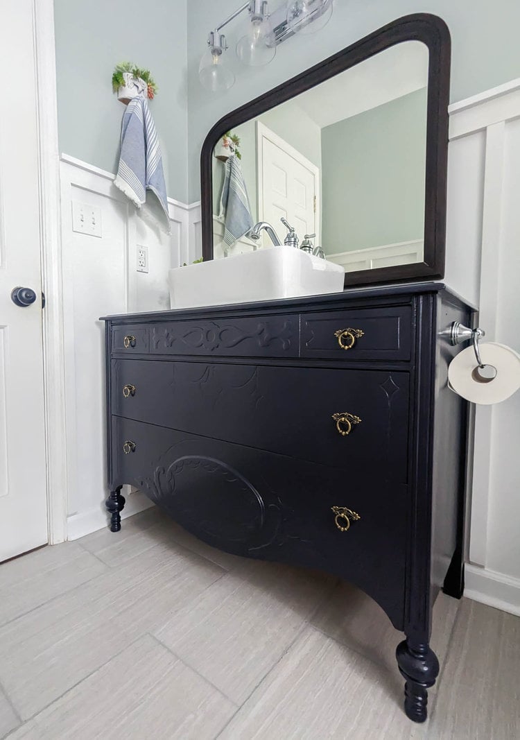 Dresser Vanity Makeover: A Huge Transformation with Paint and Hardware