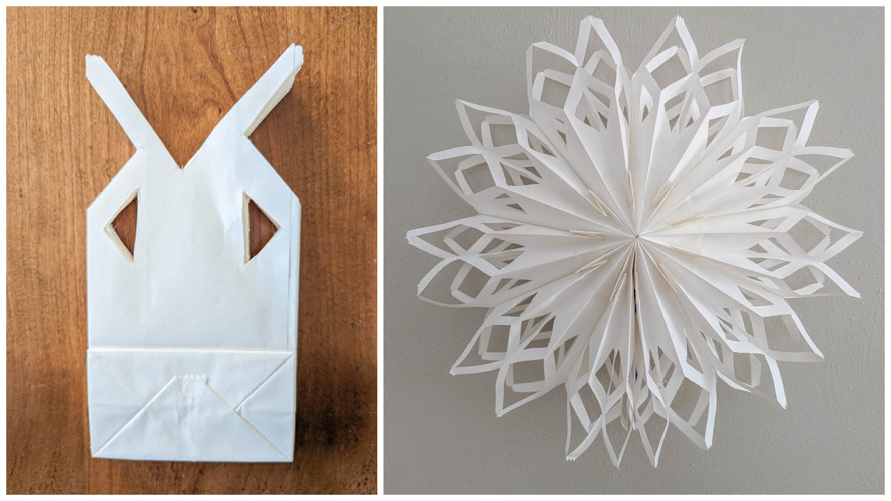 How to make gorgeous 3D paper bag snowflakes