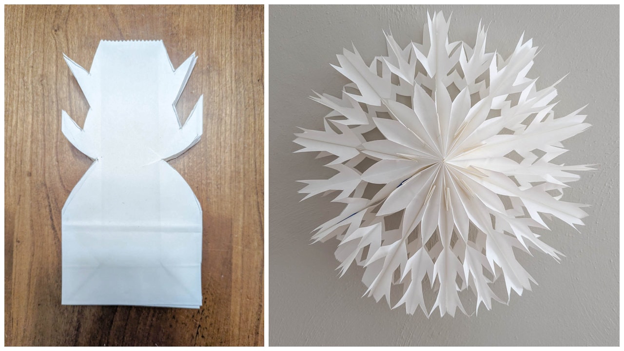 How to make gorgeous 3D paper bag snowflakes
