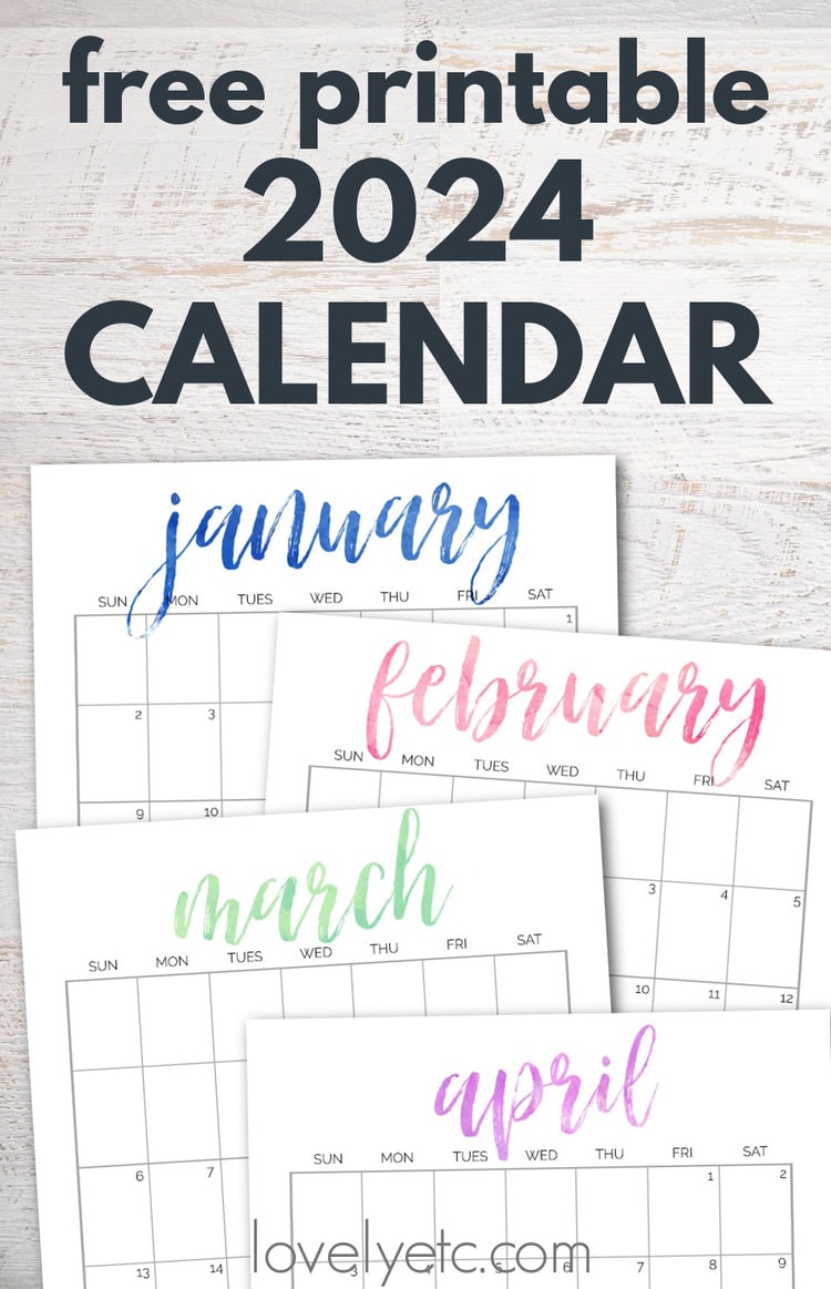 Simple and Pretty Free Printable 2024 Calendars