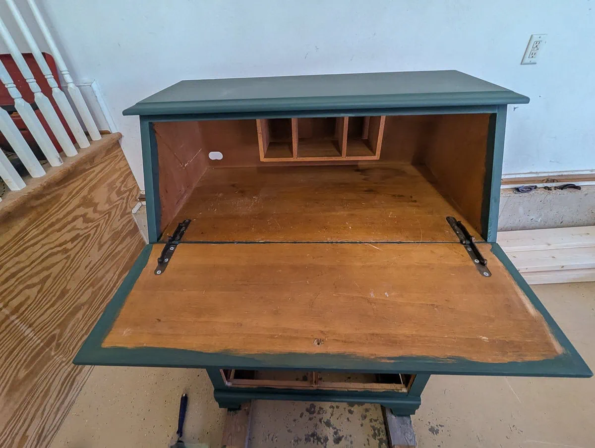 Stunning Secretary Desk Makeover with Bold Paint and Wallpaper