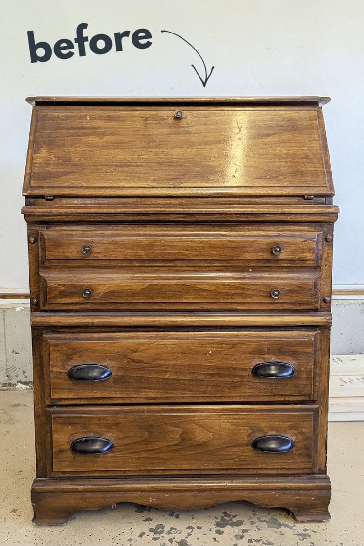 Stunning Secretary Desk Makeover with Bold Paint and Wallpaper