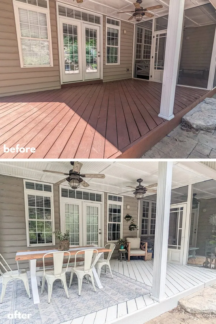 Cozy Back Porch Makeover full of Vintage Finds and DIY Decor